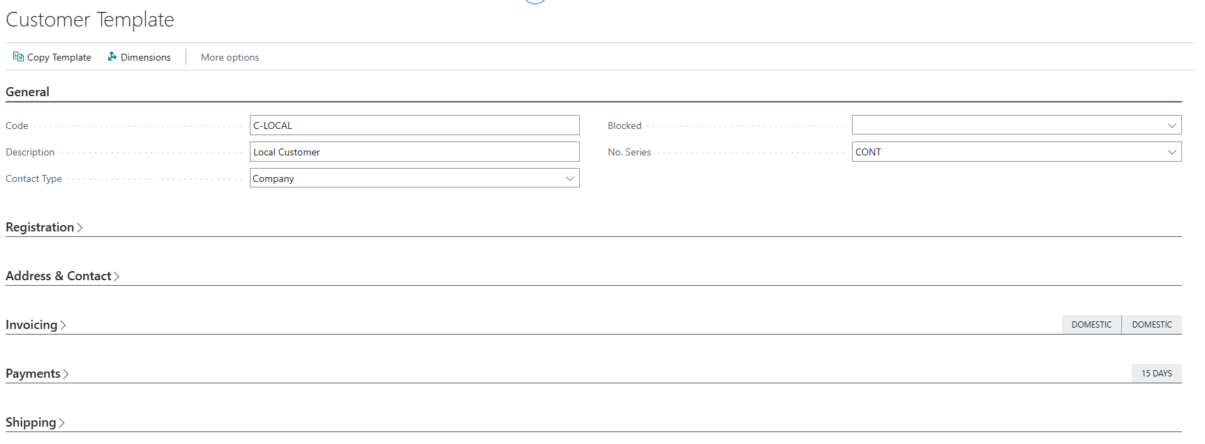 Set Up a Customer Template